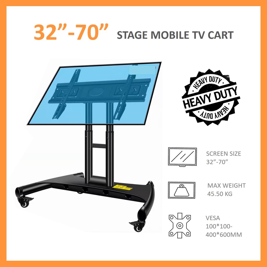 Universal 32" to 70" Stage Portable Mobile TV Trolley Bracket Stand ...