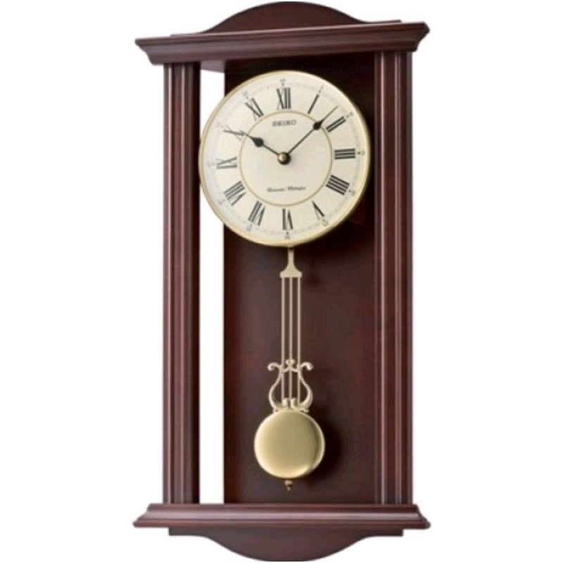100% ORIGINAL SEIKO Dual Chimes Pendulum Wooden Wall Clock QXH072(kayu ...