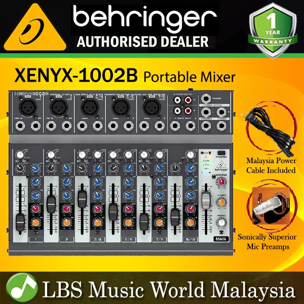 Behringer XENYX-1002B Premium 10 Input 2 Bus Portable Mixer (XENYX1002B ...