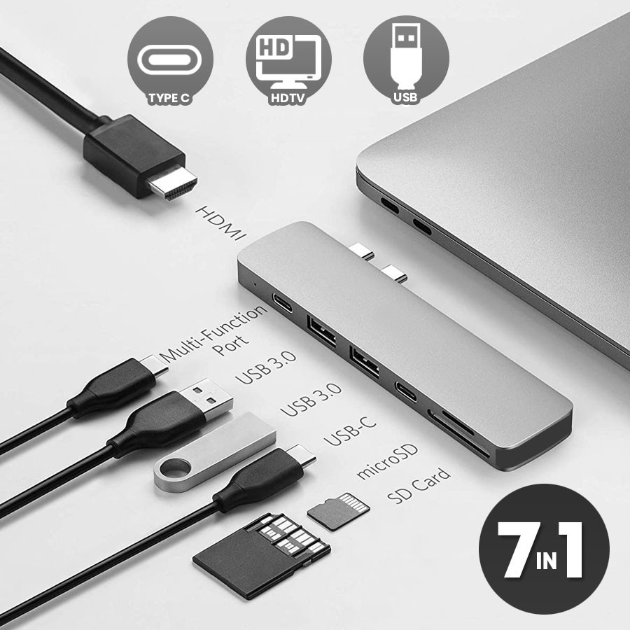 7 in 1 High Speed Aluminum Alloy Type C Hub Expansion Memory Card TF ...