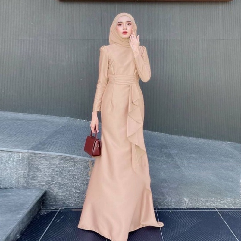 Premium ironless Satin Abaya Muslim Fashion Jubah bridesmaid dress ...