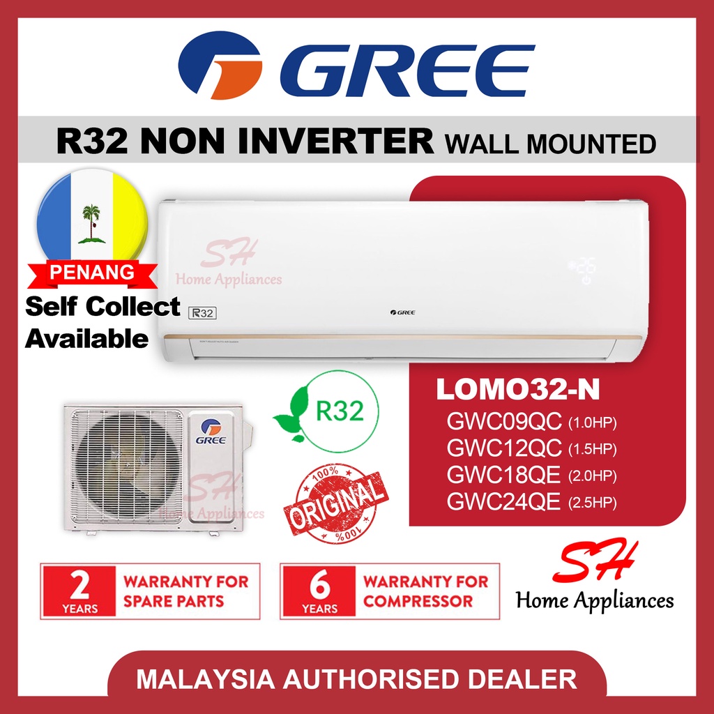 GREE R32 Air-conditioner LOMO32-N Non-inverter AIRCOND 1.0HP 1.5HP 2 ...