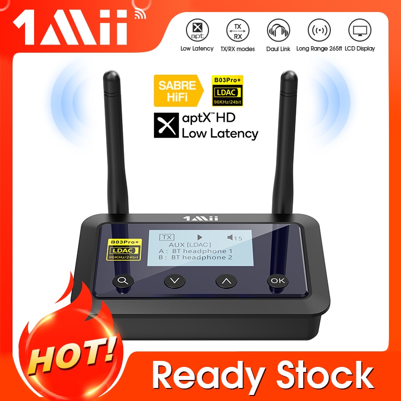 1Mii B03Pro+ Bluetooth 5.0 Transmitter Receiver Audio aptX LL HD ...