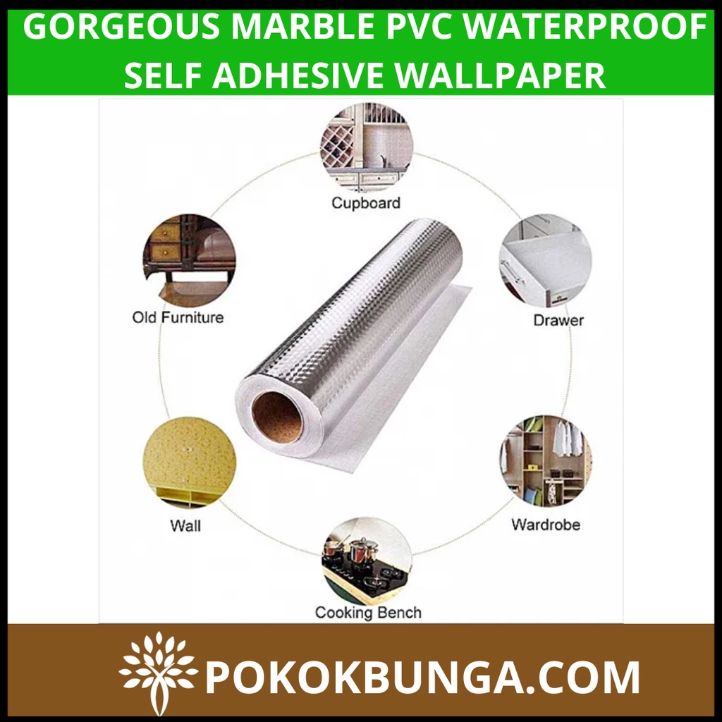 Wallpaper 60cm x 5meter PVC Self Adhesive Gorgeous Marble Waterproof ...