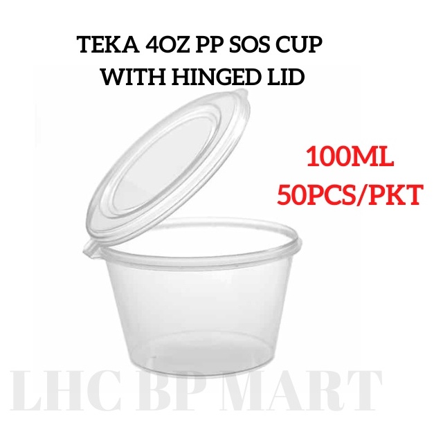 [LHC] TEKA 4OZ PP SOS CUP WITH LID / 100ML SOS CUP WITH HINGED LID ...