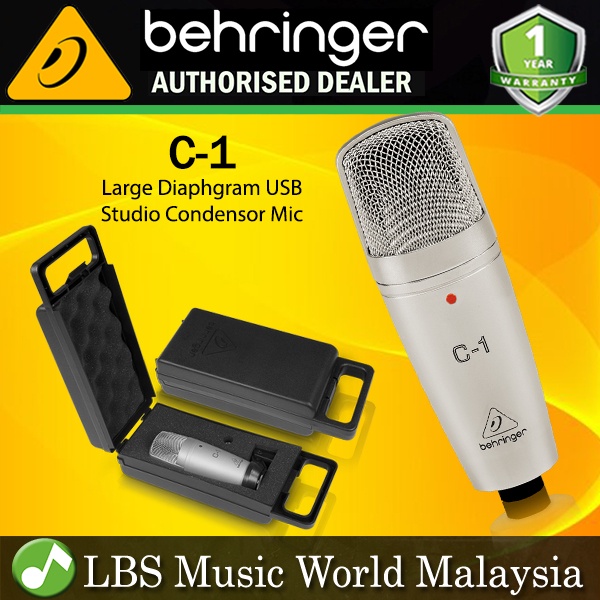 Behringer C-1 Large Diaphragm Studio Condenser Cardioid Pickup Pattern ...