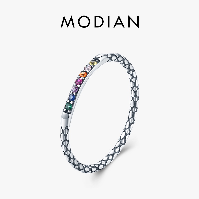 Modian 2021 New 925 Sterling Silver Colorful Rainbow Lucky Vintage ...