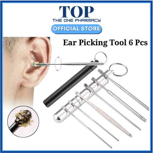 Portable Stainless Steel Ear Cleaner Ear Picking Tool Set - 6 Pcs ...