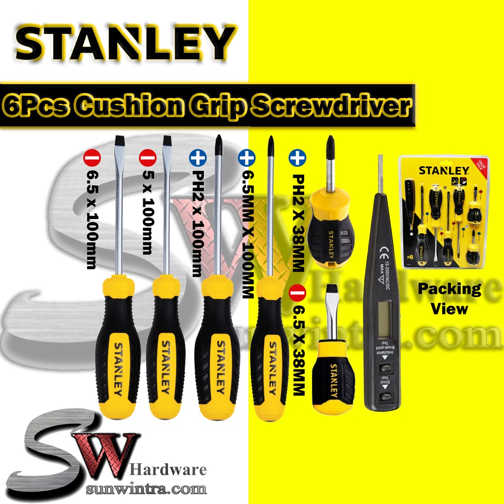 Stanley Cushion Grip 2 Screwdriver Set free bonus Digital Test Pen ...