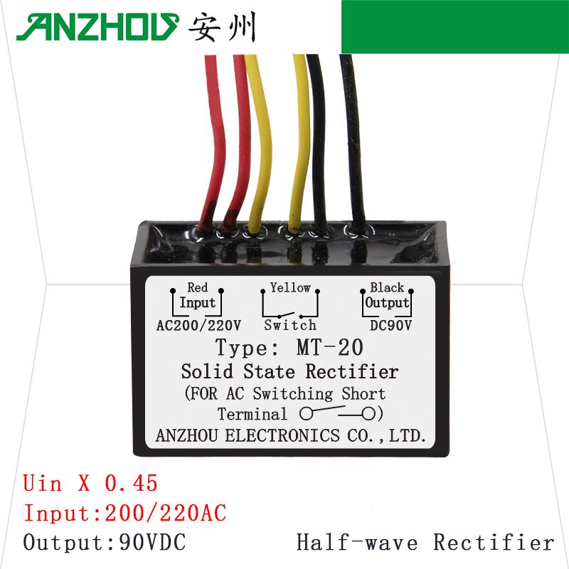 ANZHOU,RV-170V-3A-6,RECTIFIER,AC200-220V/DC90V,DC-Brakes POWER UNIT,6 ...