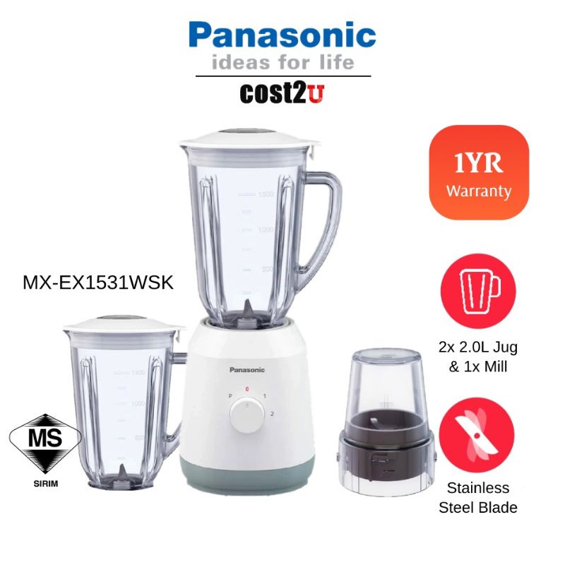 Panasonic blender/pengisar plastic jug and dry mill Mx-em1031 | Shopee ...