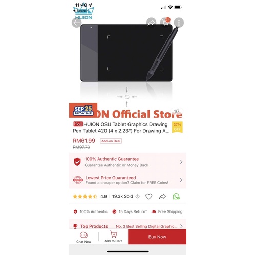 HUION OSU Tablet Graphics Drawing Pen Tablet 420 | Shopee Malaysia