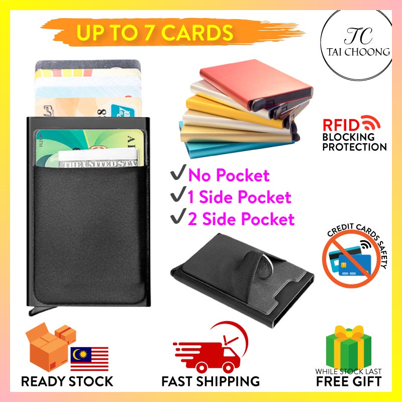 TC BW-001 UP TO 7 CARDS! Pop Up Aluminium Metal Card Holder Wallet For ...