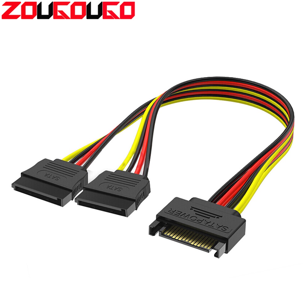 SATA 15pin Male to 2 x SATA 15pin Female Hard Disk Power Cable Serial ...