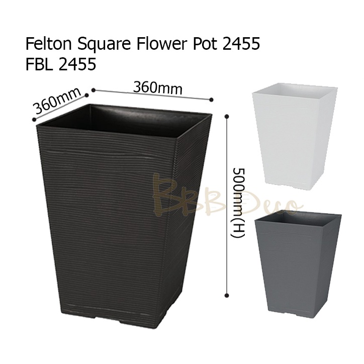 FELTON SQUARE FLOWER POT 2455 /PASU BUNGA SEGI EMPAT PLASTIC 2455_FOR ...