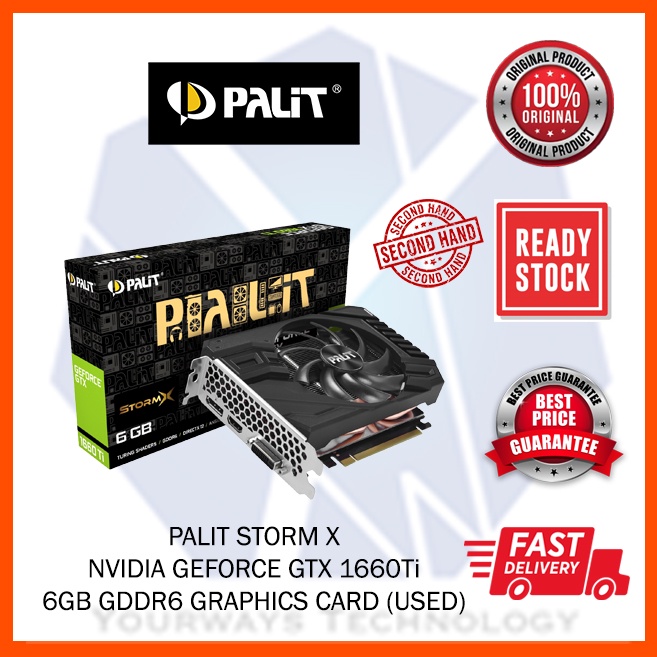 Palit StormX Nvidia GeForce GTX 1660Ti 6GB GDDR6 Graphics Card (USED ...