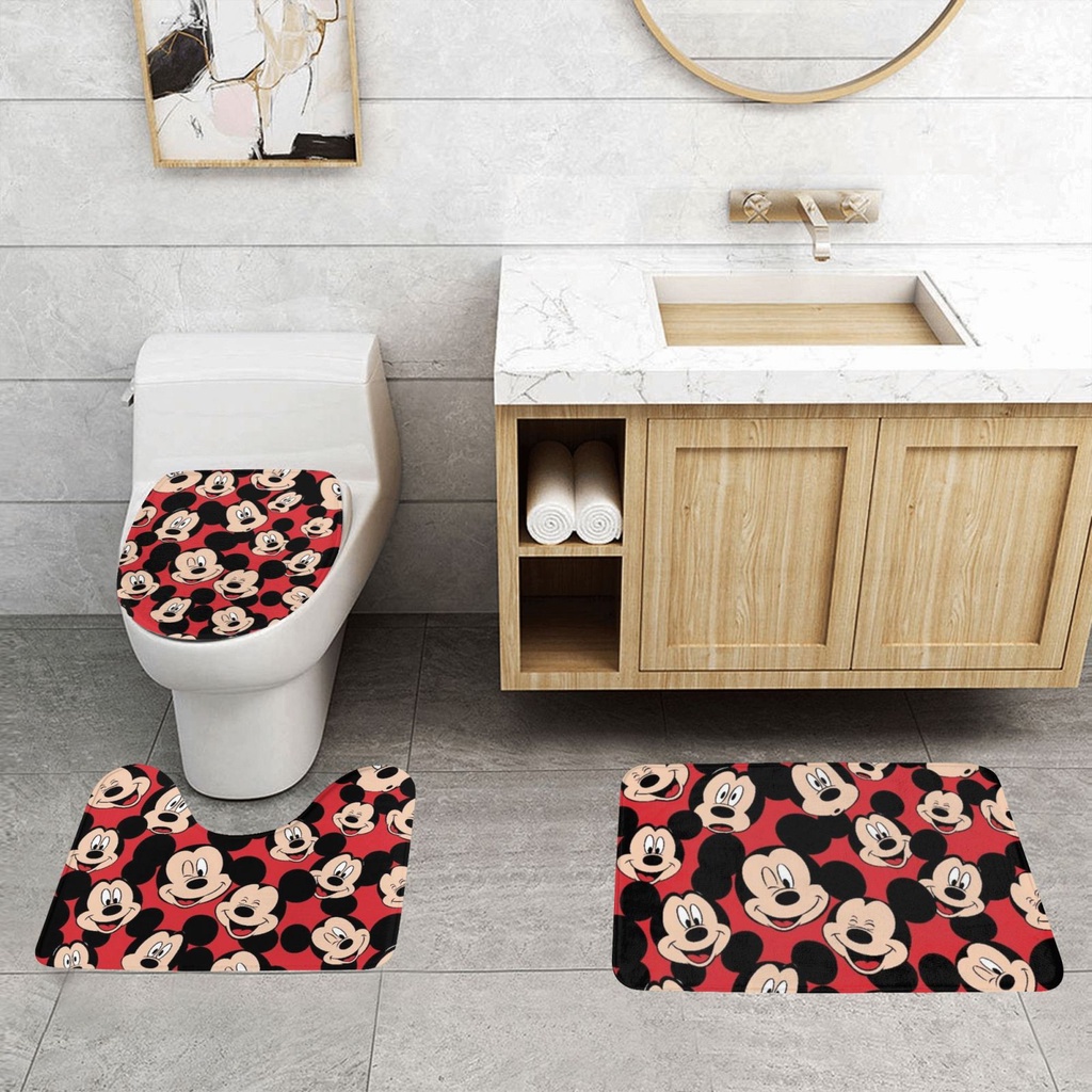 Mickey Mouse 3in1 Set Memory Foam Bath Mats Soft Plush Design Anti-Slip ...
