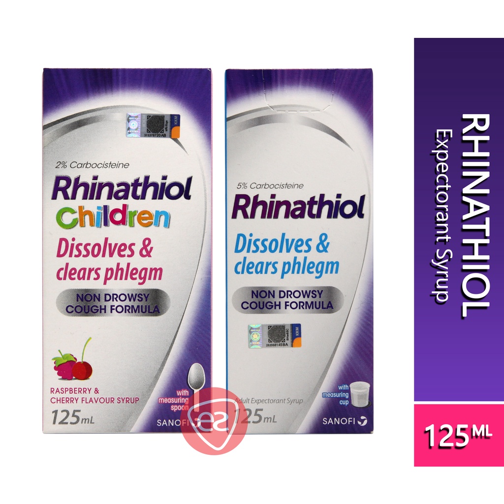 Rhinathiol 5% Adult Expectorant Syrup 125ml / Rhinathiol 2% Children ...