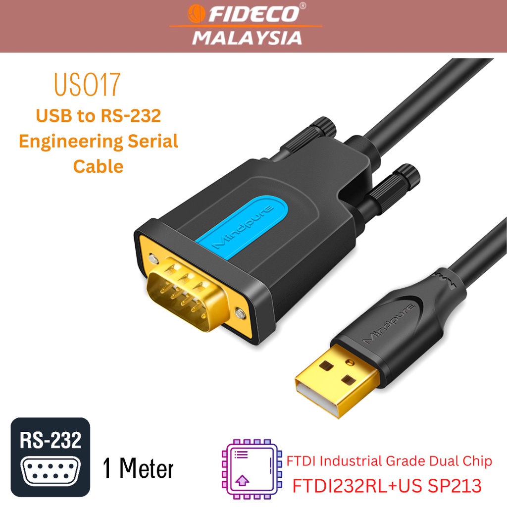 Mindpure US017 USB TO RS232 DB9 Serial Cable Engineering Serial Cable with British FTDI232RL+US ...