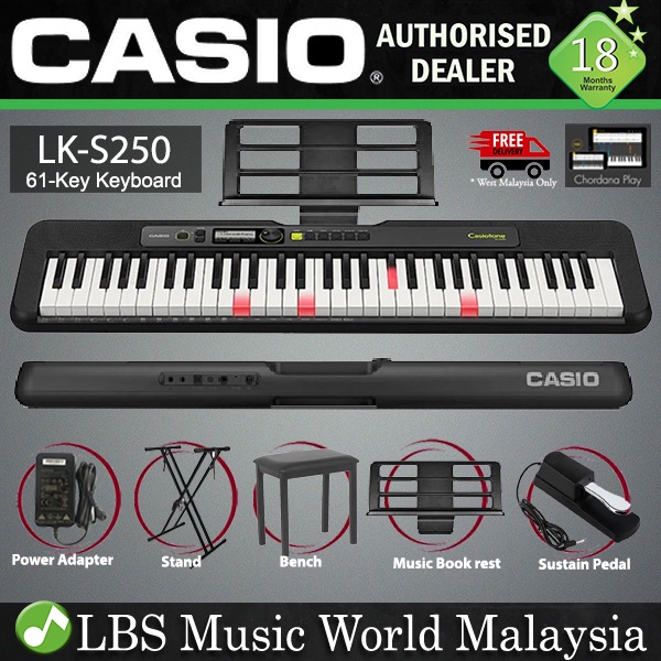 Casio LK-S250 61 Key Casiotone Electric Keyboard Full Package Music Piano (LKS250 LK S250 LKS ...