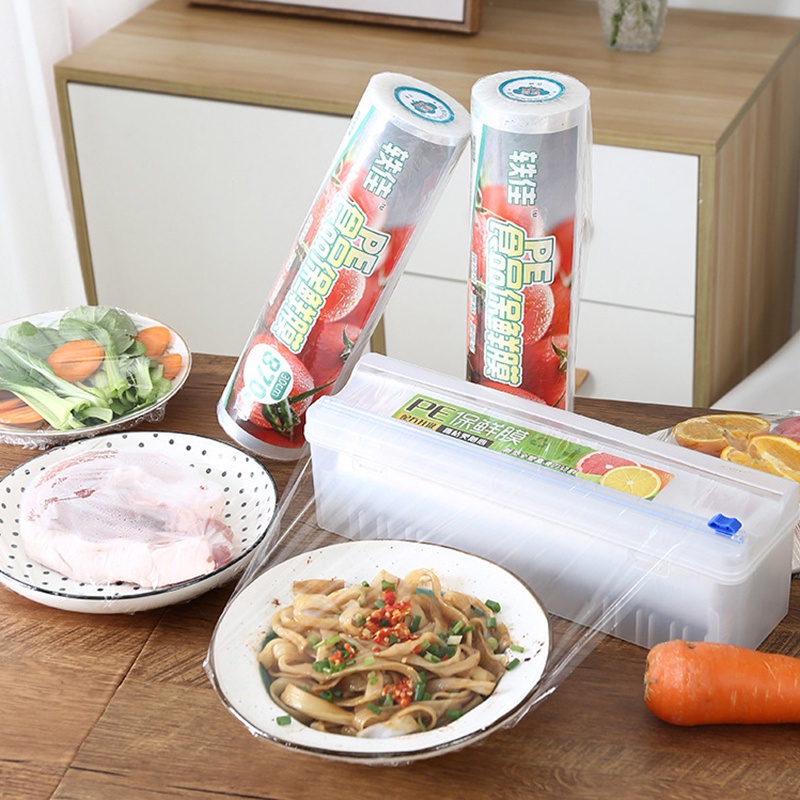 Cling Film Cutter Box Plastic Food Wrap Dispenser with Slide Cutter ...