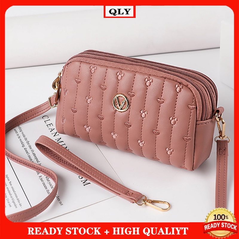 Fashion Ladies Shoulder Bags Three-layer Zipper Sling Bag for Women ...