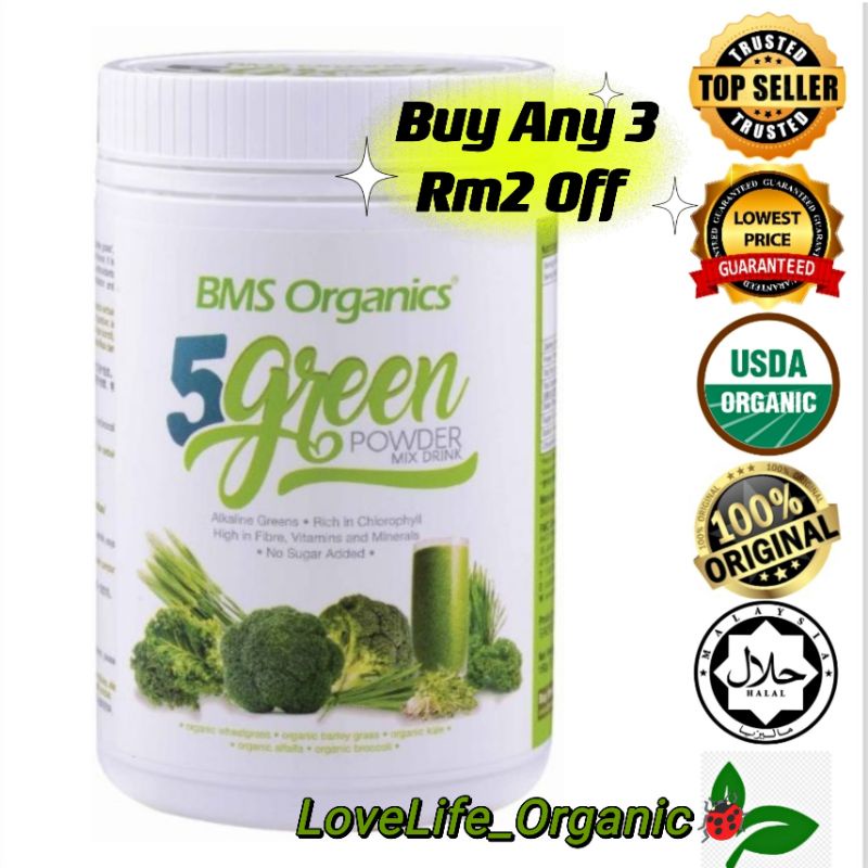 BMS ORGANICS 5 Green Powder Mix Drink 150g Exp:12/2026 | Shopee Malaysia