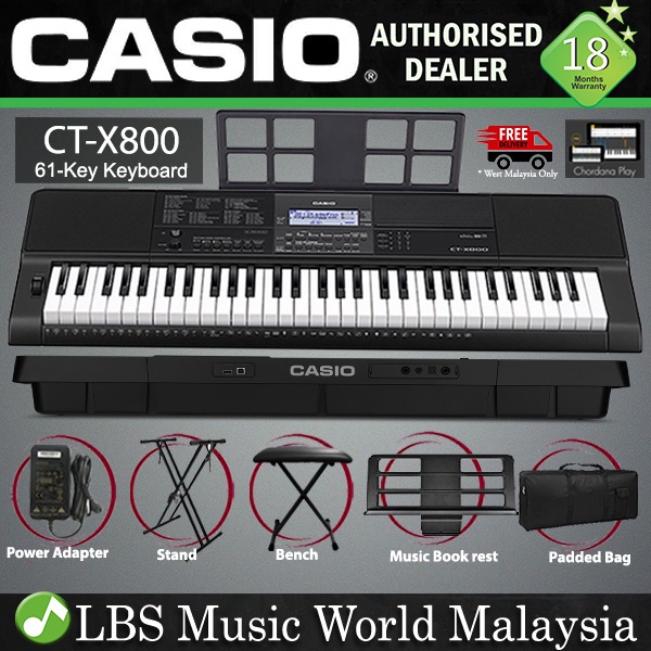 Casio CT-X800 61 Key Portable Keyboard Electronic Piano Basic Package ...
