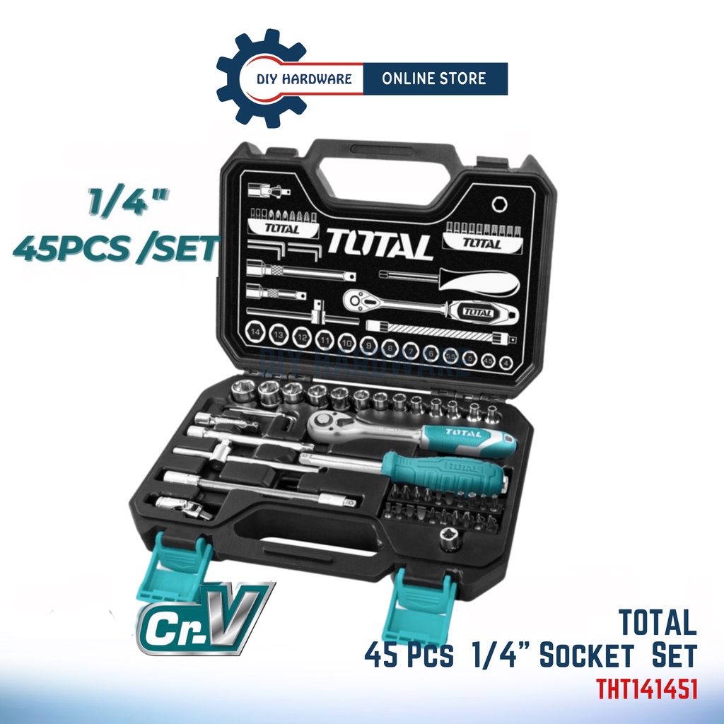 Total 45 Pcs Socket Set (1/4") THT141451 | Shopee Malaysia