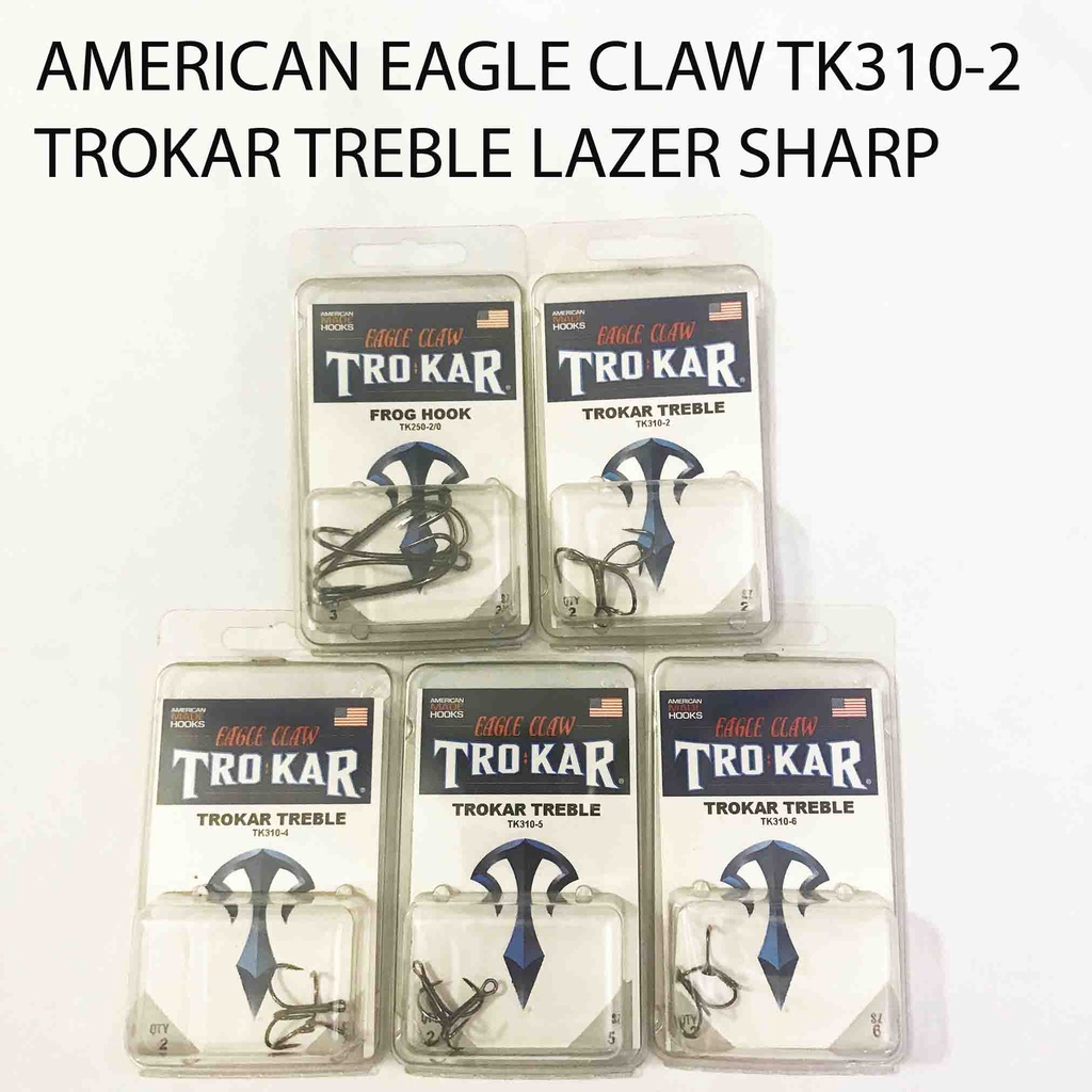 AMERICAN EAGLE CLAW TK310-2 TROKAR TREBLE LAZER SHARP HOOKS | Shopee ...