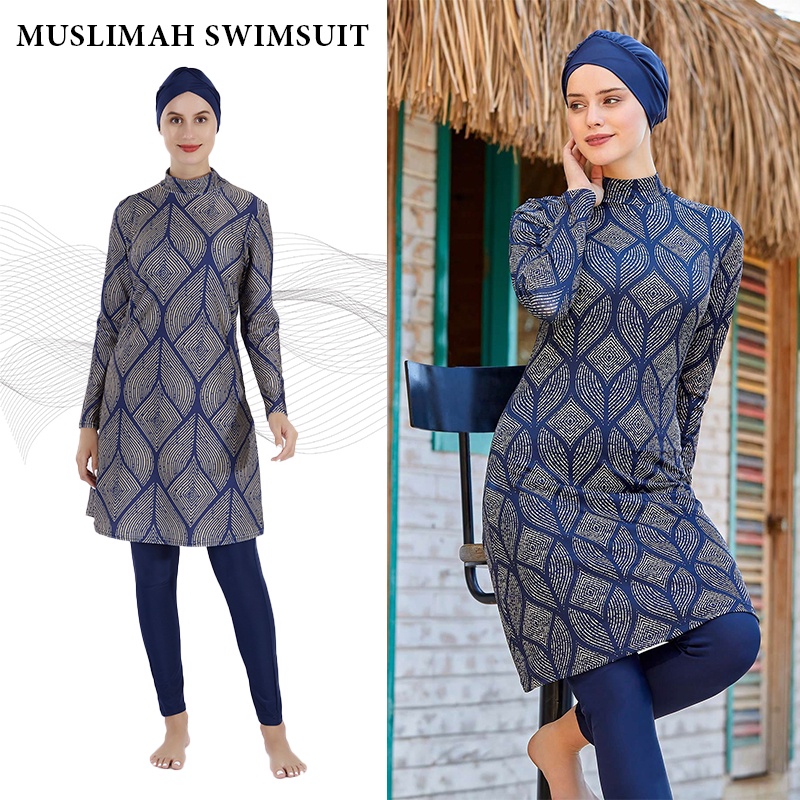 Women Modest Muslimah Swimsuit Full Coverage Swimwear Islamic Hijab ...