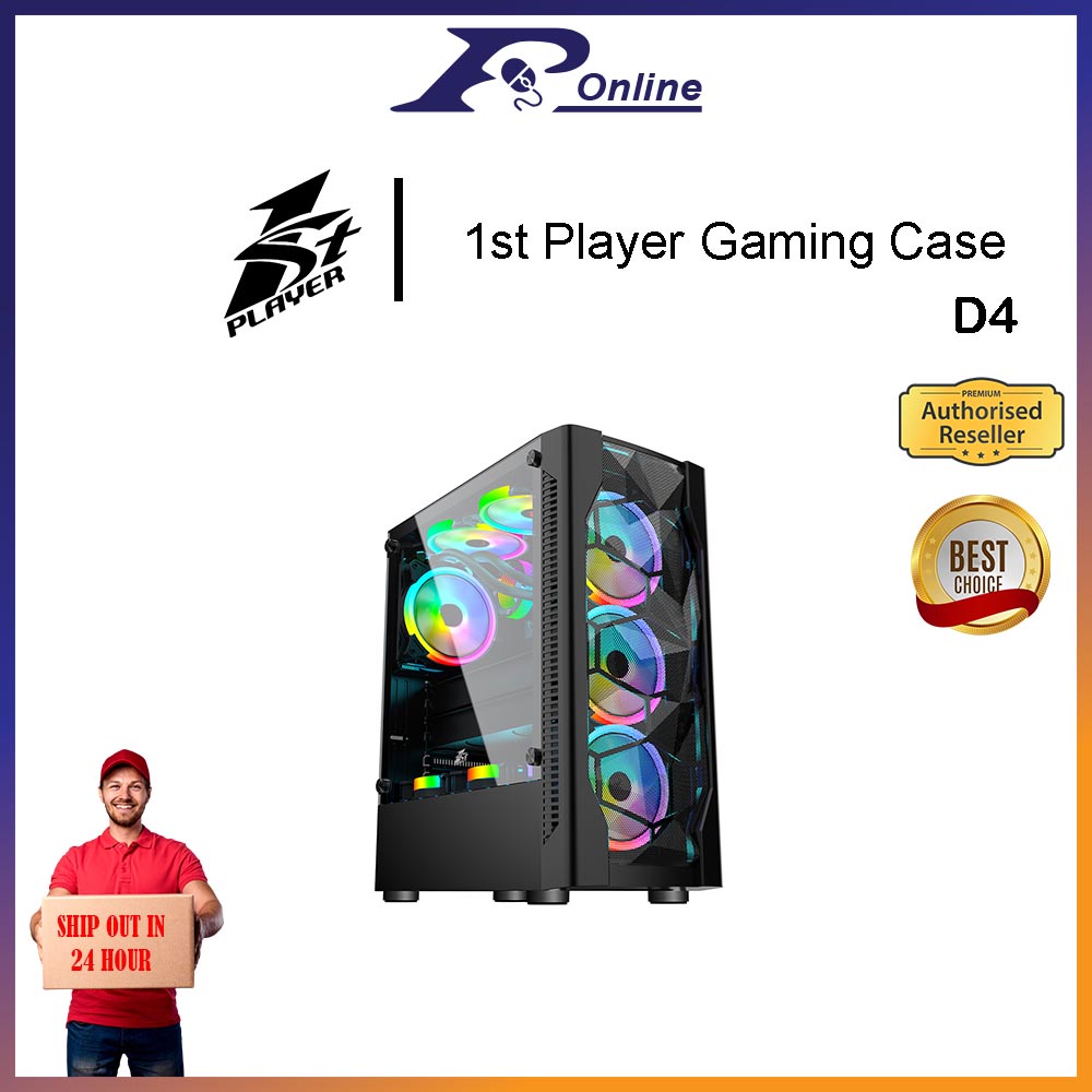 1st Player DK D4 RGB Tempered Glass ATX Gaming Pc Casing (WHITE/BLACK ...