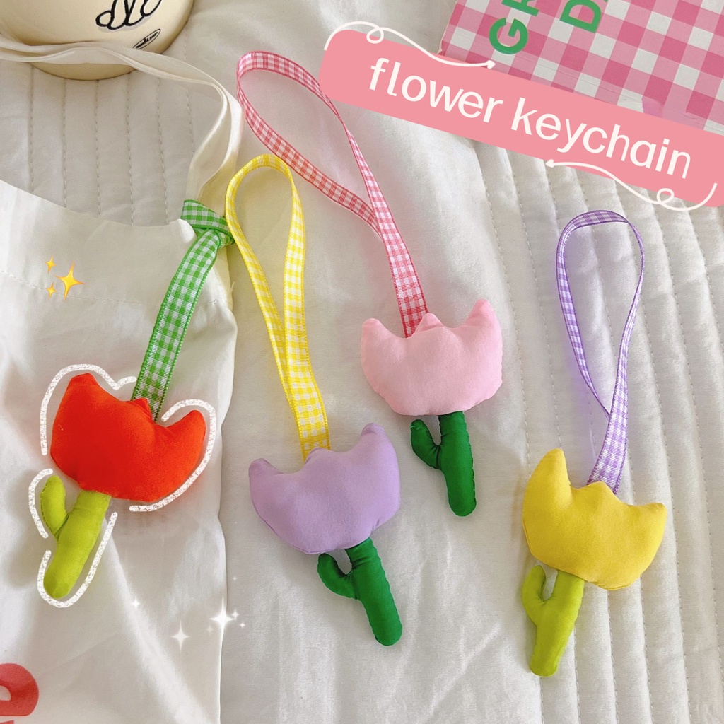 YoYo Keychain Cute Tulip Bag Cloth Pendant Cartoon Candy Color Flowers ...