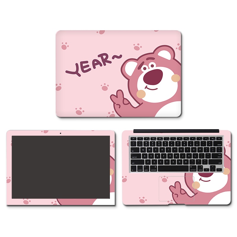 3PCS DIY Strawberry Bear Laptop Foil Vinyl Computer Decal Leaves No ...