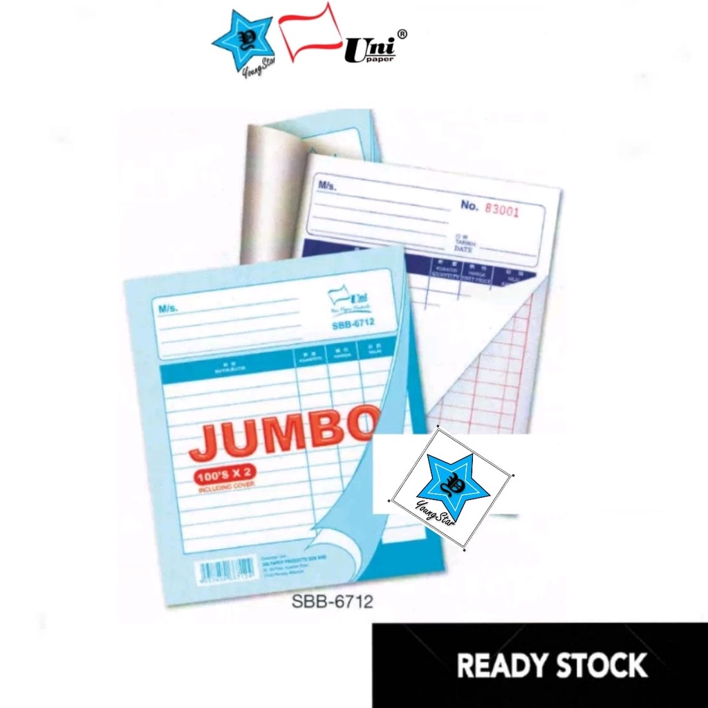 Uni Paper Jumbo Cash Bill Book / Buku Bil Tunai 100's x 2Ply SBB-6712 ...
