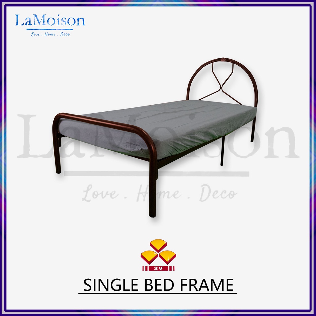 LaMoison 3V Powder Coat Metal Single Bed Frame Katil Besi Bujang Katil ...