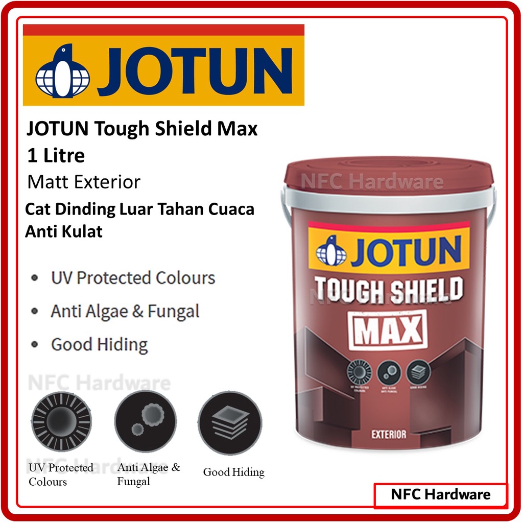 JOTUN Tough Shield Max 1 Litre Matt Exterior (Cat Anti Kulat Dinding ...