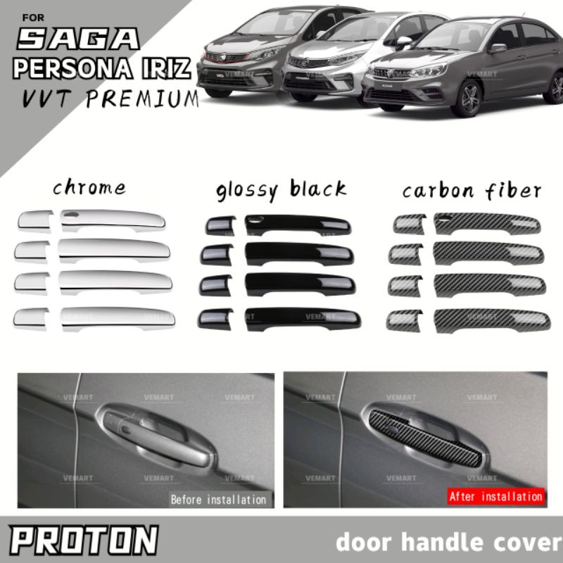 Vemart proton saga vvt premium 2016-2024 car door handle cover iriz ...