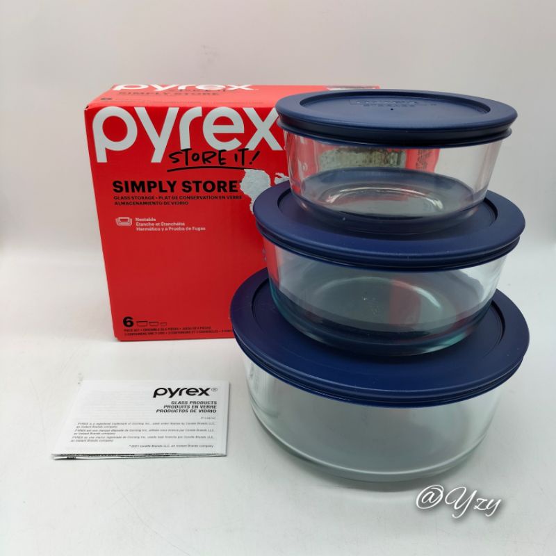 PYREX SIMPLY STORE ROUND GLASS STORAGE 6PCS | Shopee Malaysia