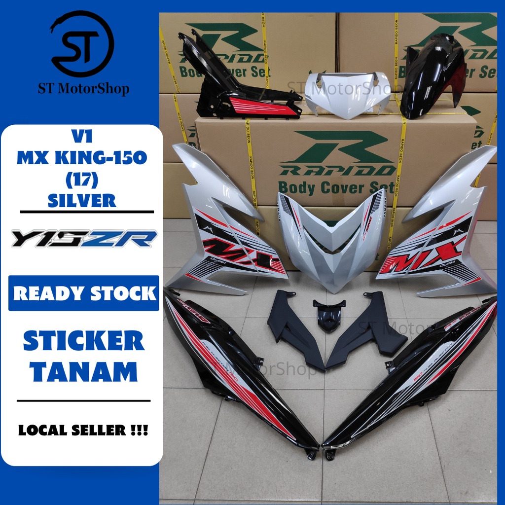 YAMAHA Y15 Y15ZR V1/V2 MX KING-150 (17) SILVER COVER SET (STICKER TANAM ...