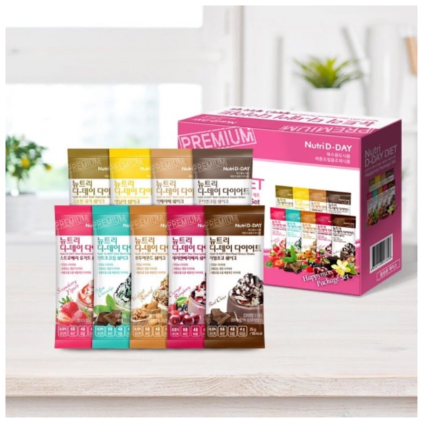 Nutri D-DAY Ice Cream Flavor Diet Shake Happymix Set (Separate Sachets ...
