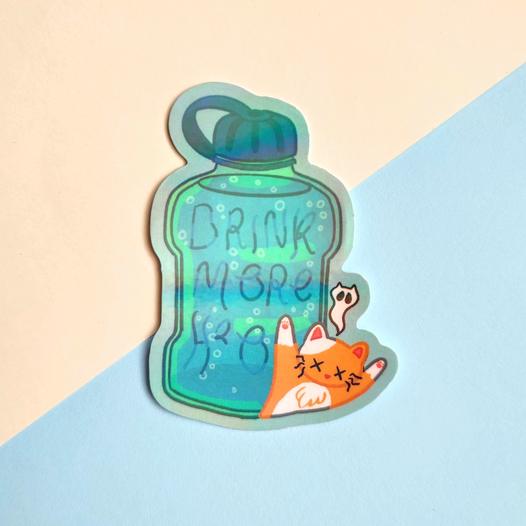 [Syasketces] Drink more H20 die-cut sticker (holographic) | Shopee Malaysia