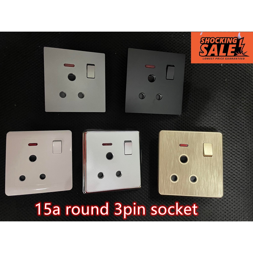 3pin round switch socket 15A plug socket round for water heater plug ...