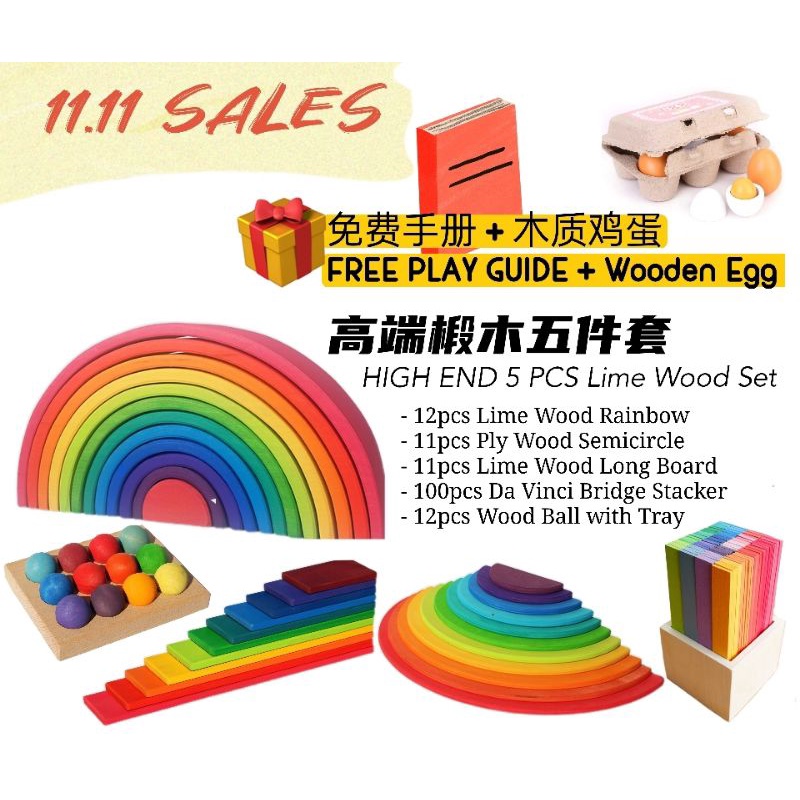 [🔥Rainbow Block Set🔥] INS Nature Wooden Rainbow Blocks Open Ended Toy | Shopee Malaysia