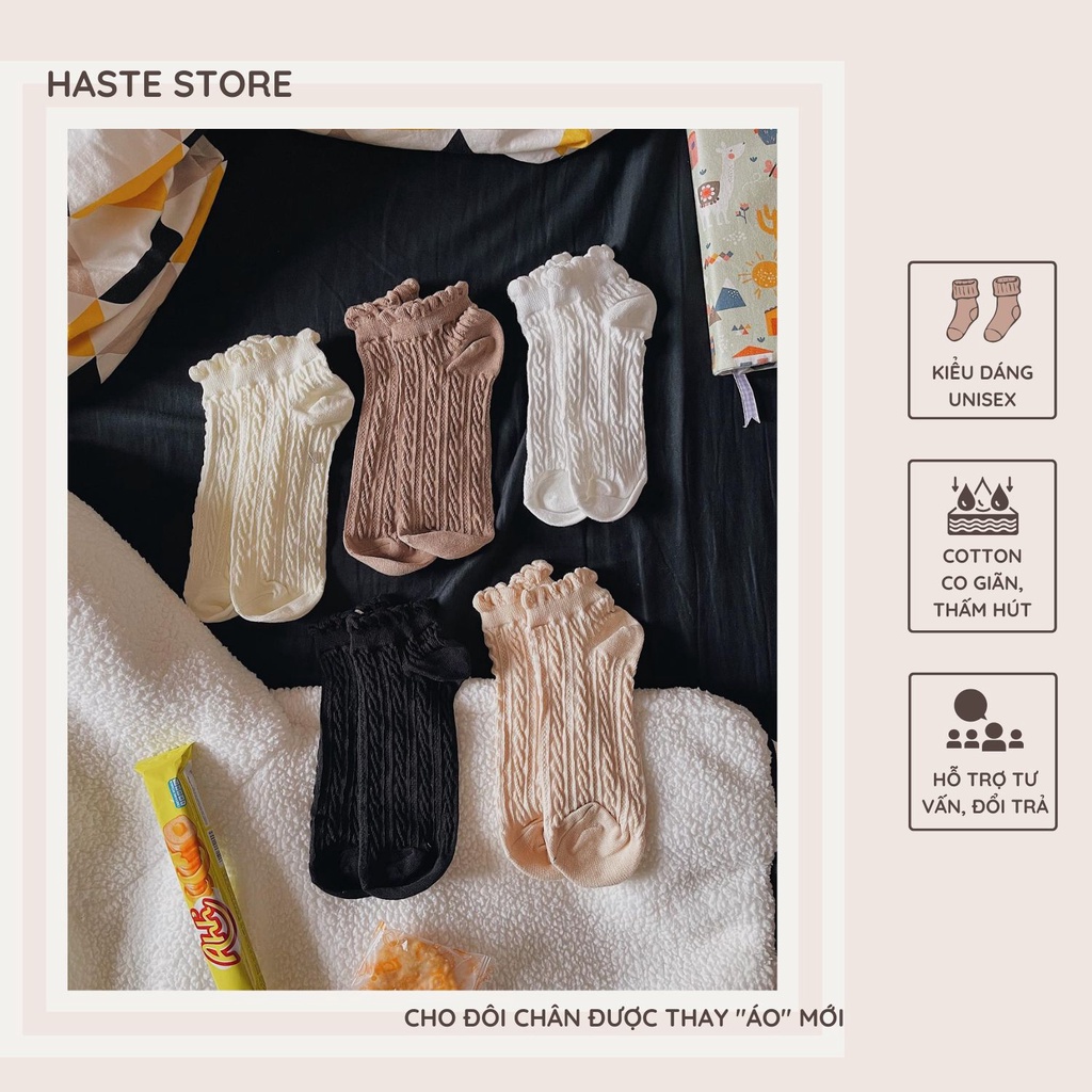 Haste Women'S Socks With Ruffled Neck, Neutral Colors Korean Style Soft ...