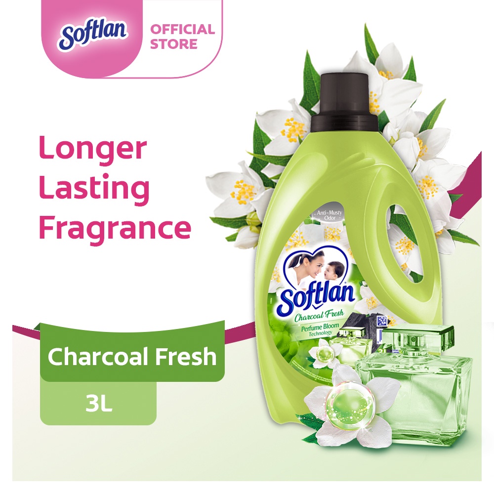 Softlan Anti Wrinkles Charcoal Cupboard Fresh Fabric Softener Green (3L ...