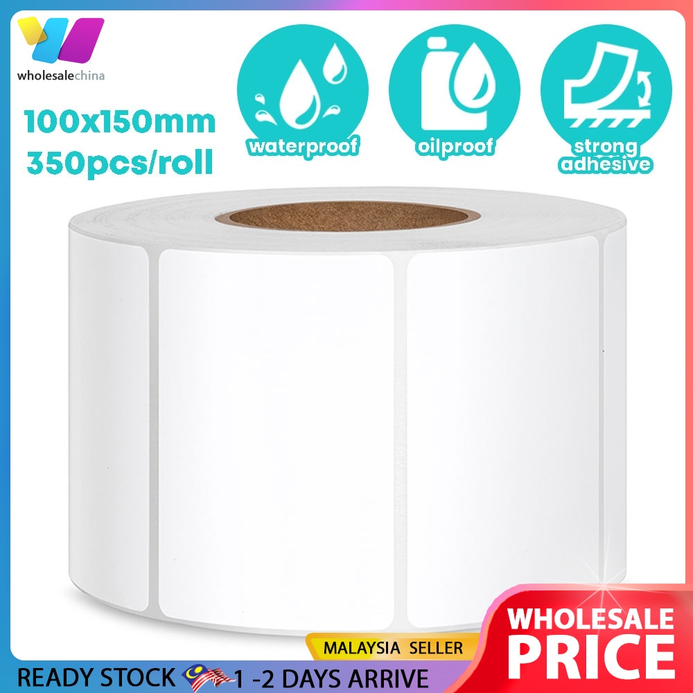 100 x 150mm Thermal Sticker Blank 350pcs Roll Waterproof Self-Adhesive ...