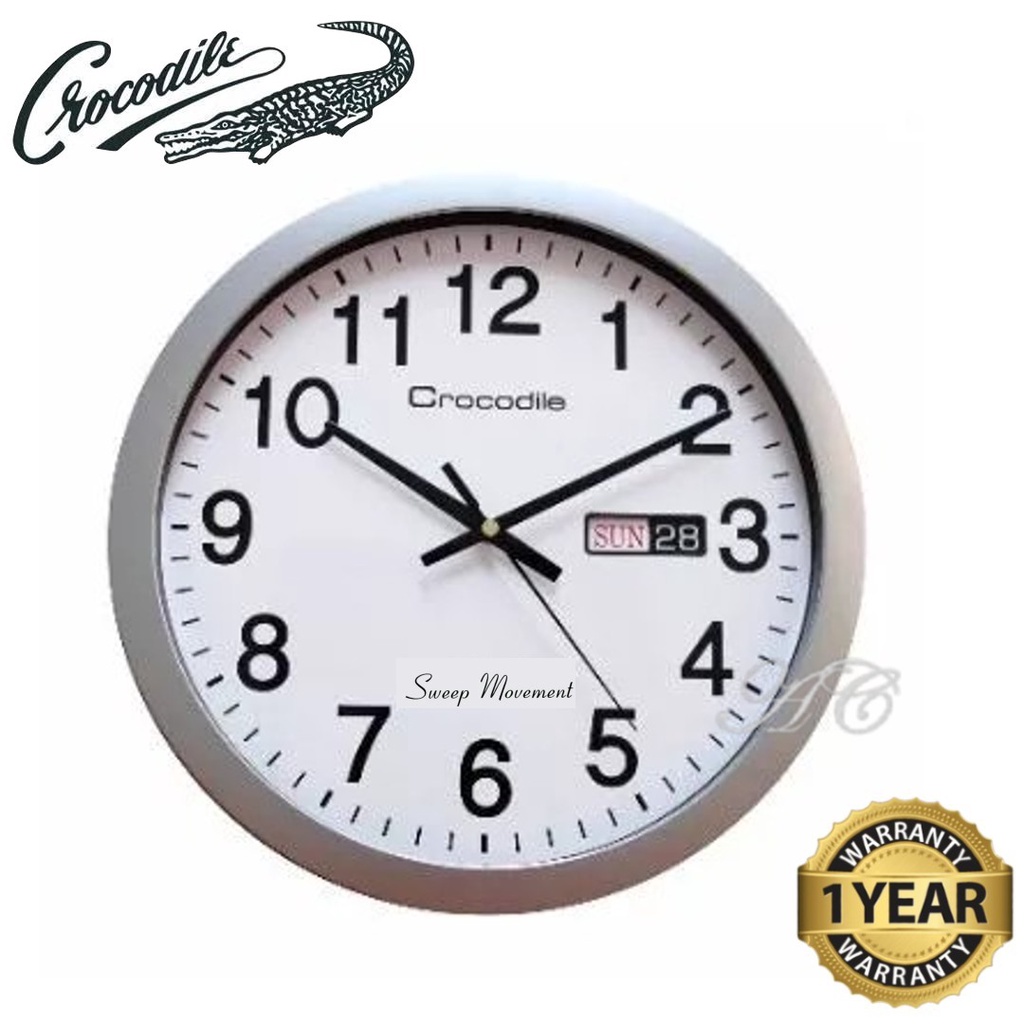 100% ORIGINAL CROCODILE Quiet Sweep Analogue Wall Clock (Jam Dinding ...