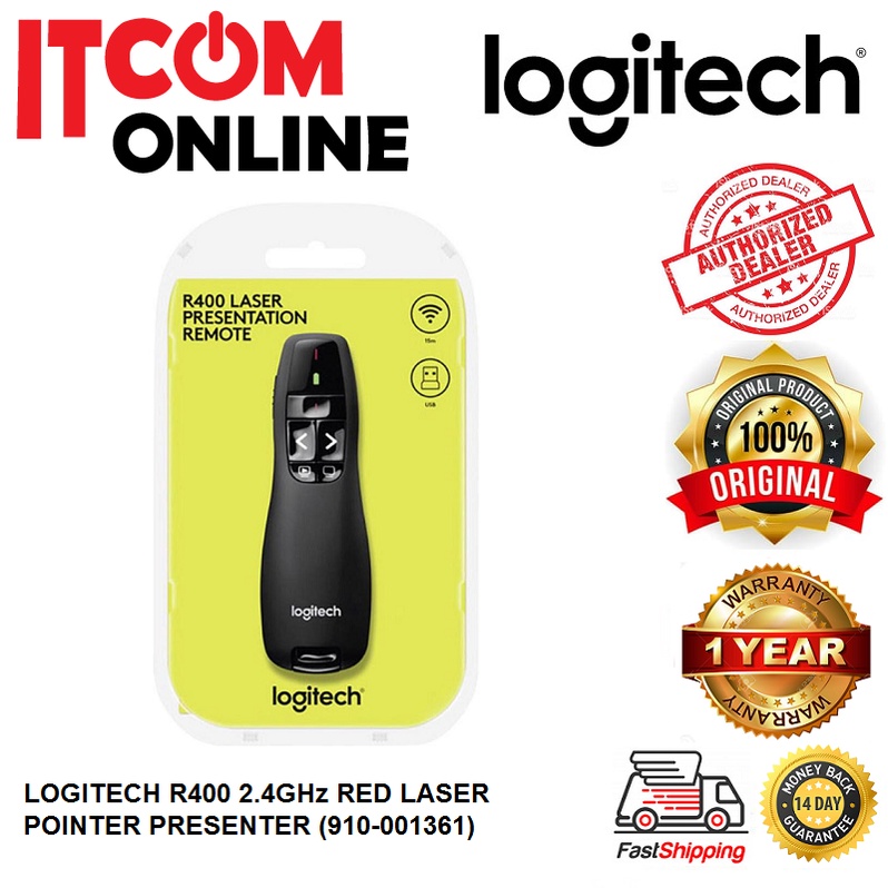 LOGITECH R400 2.4GHz RED LASER POINTER PRESENTER (910-001361) | Shopee ...