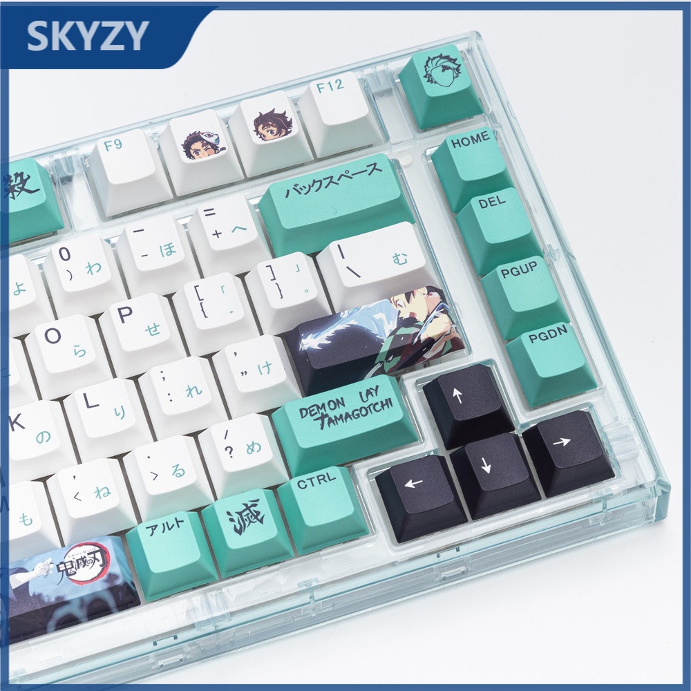 141 Keys Kamado Tanjirou Keycaps Cherry Profile Demon Slayer Anime PBT ...